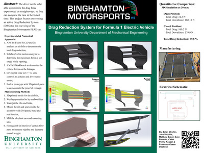 "Drag Reduction System for Binghamton Motorsports Electric Formula 1 Ca ...
