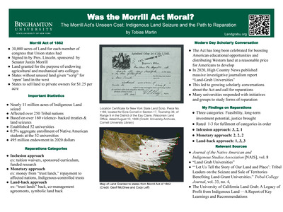 "The Morrill Act's Unseen Cost: Indigenous Land Seizure and the Path to ...
